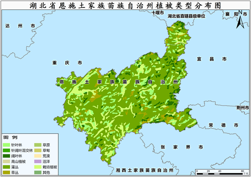2000年湖北省恩施土家族苗族自治州植被类型分布数 地理遥感生态网